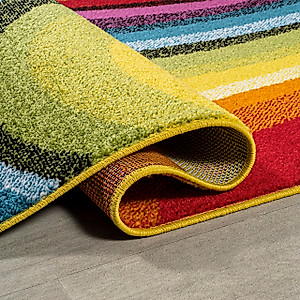 JONATHAN Y DZC100A-5 Flow Abstract Swirl Indoor Area Rug, Kids & Novelty, Modern, Coastal, Bedroom, Kitchen, Living Room, Easy-Cleaning, Non-Shedding, 5 X 8, Red/Yellow/Blue