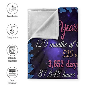 Custom Photo 10th Wedding Anniversary Blanket Gifts for Couples, 10 Years of Marriage Throw Blankets for Husband Wife, Personalized Happy 10th Anniversary Blanket Gifts for Him Her