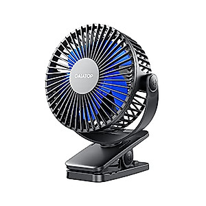 Gaiatop Portable Clip on Fan Battery Operated, Small Powerful USB Desk Fan, 3 Speed Quiet Rechargeable Mini Table Fan, 360° Rotate Personal Cooling Fan for Home Office Stroller Camping Black Blue