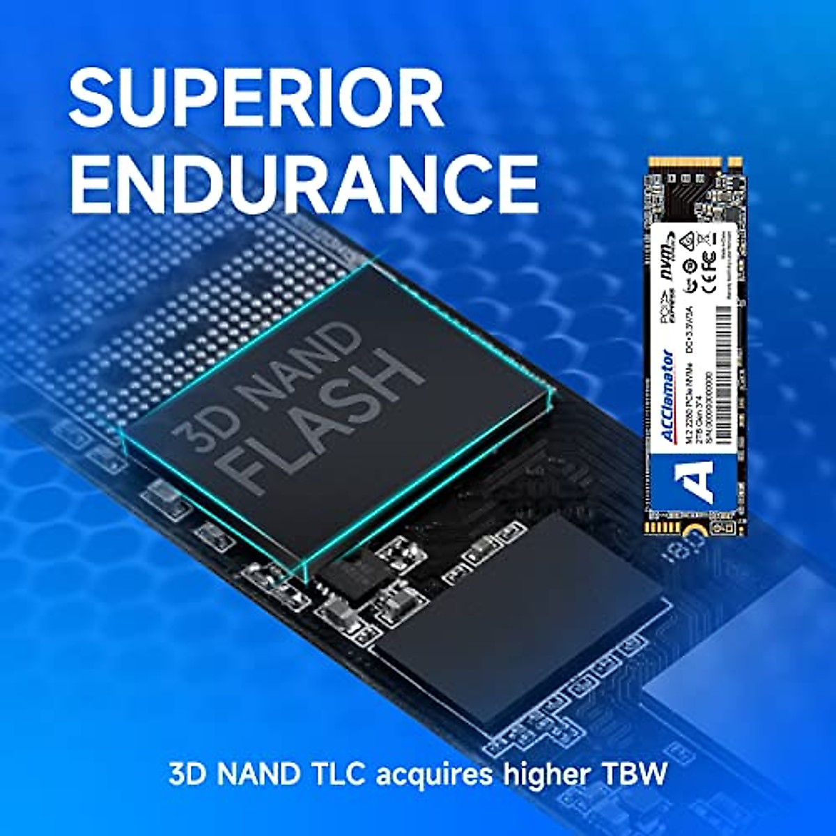 Acclamator 256GB NVMe SSD PCIe M.2 2280 Internal SSD, High Performance Solid State Drive for Laptop and Desktop Read Speed Up to 2000MB/s N20