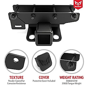 MaxMate HC2J003BMX 2-inch Hitch Receiver Compatible with 2018-2023 Jeep Wrangler JL/JLU Incl. 2020-23 Diesel engine/21-23 4xe | Not for JK Models | Protective Cover Included |Rear Tow Towing Trailer