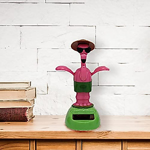 oAutoSjy 3pcs Solar Powered Flamingo Shaking Head Car Dashboard Decoration Cute Flamingo Figurine Statue Car Interior Display Bobblehead Animal Figure Car Ornament Dancing Doll Home Desktop Decoration