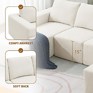 Olodumare U Shaped Minimalist Modular Sectional Sofa Sets, Modern 6 Pcs Luxury Chenille Floor Cloud Couch, Free Combination, Foam-Filled Sleeper Sofa Bed for Living Room, Office, Deep Seat, Beige