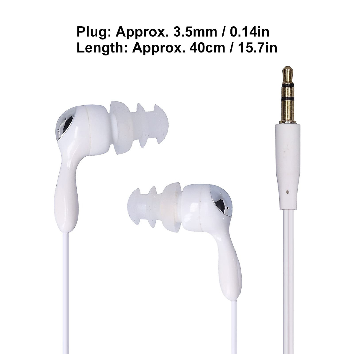 PUSOKEI Short Cord Waterproof Headphone, IP68 Waterproof Shortline in-Ear Tree Earplugs Waterproof Earphone Suitable Fit for Swimming Surfing Running(White)