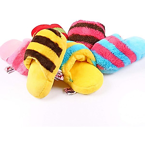 BWESOO Rose Red Blue Cute Pet Puppy Dog Cat Slipper Shape Plush Slipper Sound Pet Toy Pet Dog Chew Toys Dog Squeak Plush Toys Slipper Shape Tooth Cleaning Chew Play Toy Dog Chew Toys