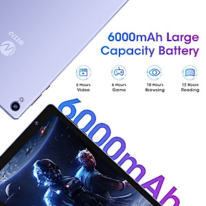 WeTap Android Tablet 10 inch Tablets丨 M10 Android 12 OS, 2+32GB / 512GB Expandable, Dual Camera Android Tablet, 1280x800 IPS Tablets, Quad-Core Processor, 6000 Mah Battery Bluetooth WiFi (Purple)