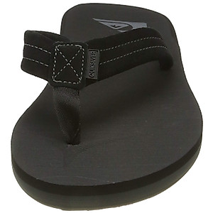 Quiksilver Men's Carver Suede 3 Point Flip Flop Athletic Sandal, Solid Black, 11 M US