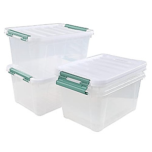 Neadas 20 Quart Plastic Storage Bins with Lid, Clear Storage Plastic Box, 4 Packs