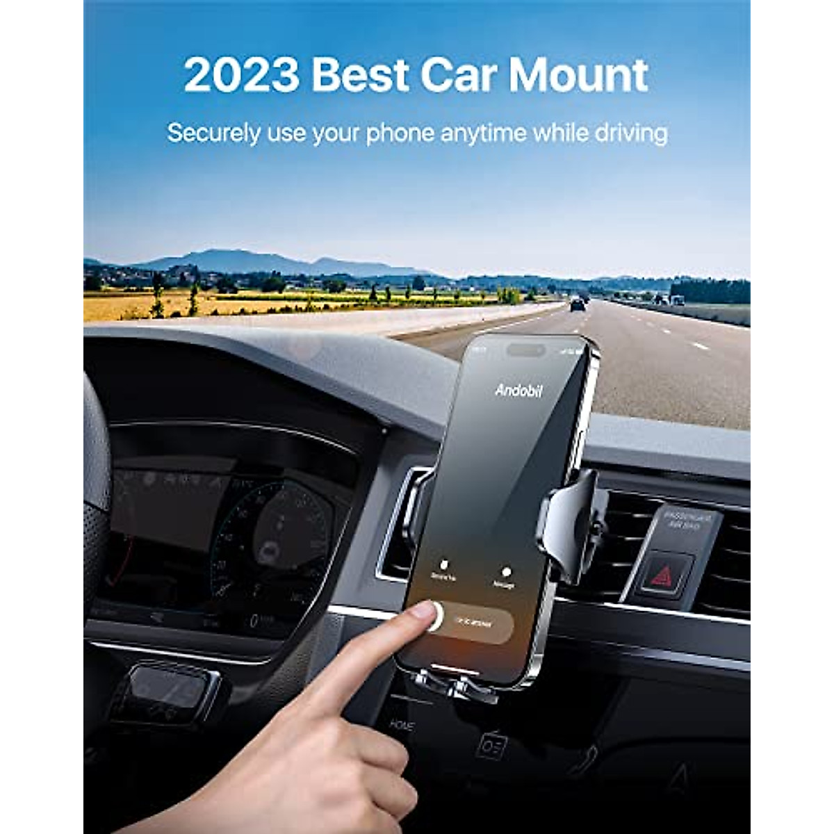 andobil Car Phone Holder Mount [2023 Upgraded] Smartphone Air Vent Holder Easy Clamp Hands-Free Compatible with iPhone 11 12 13 14 Pro Max 6 7 8 X XR XS SE Samsung Galaxy S23 Ultra S22 S21 Note 20