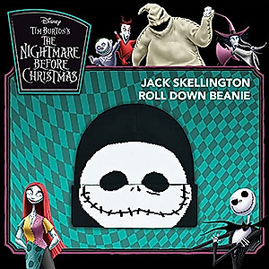 Disney Nightmare Before Christmas Jack Skellington Beanie Hat, Winter Knit Cap, Black, One Size