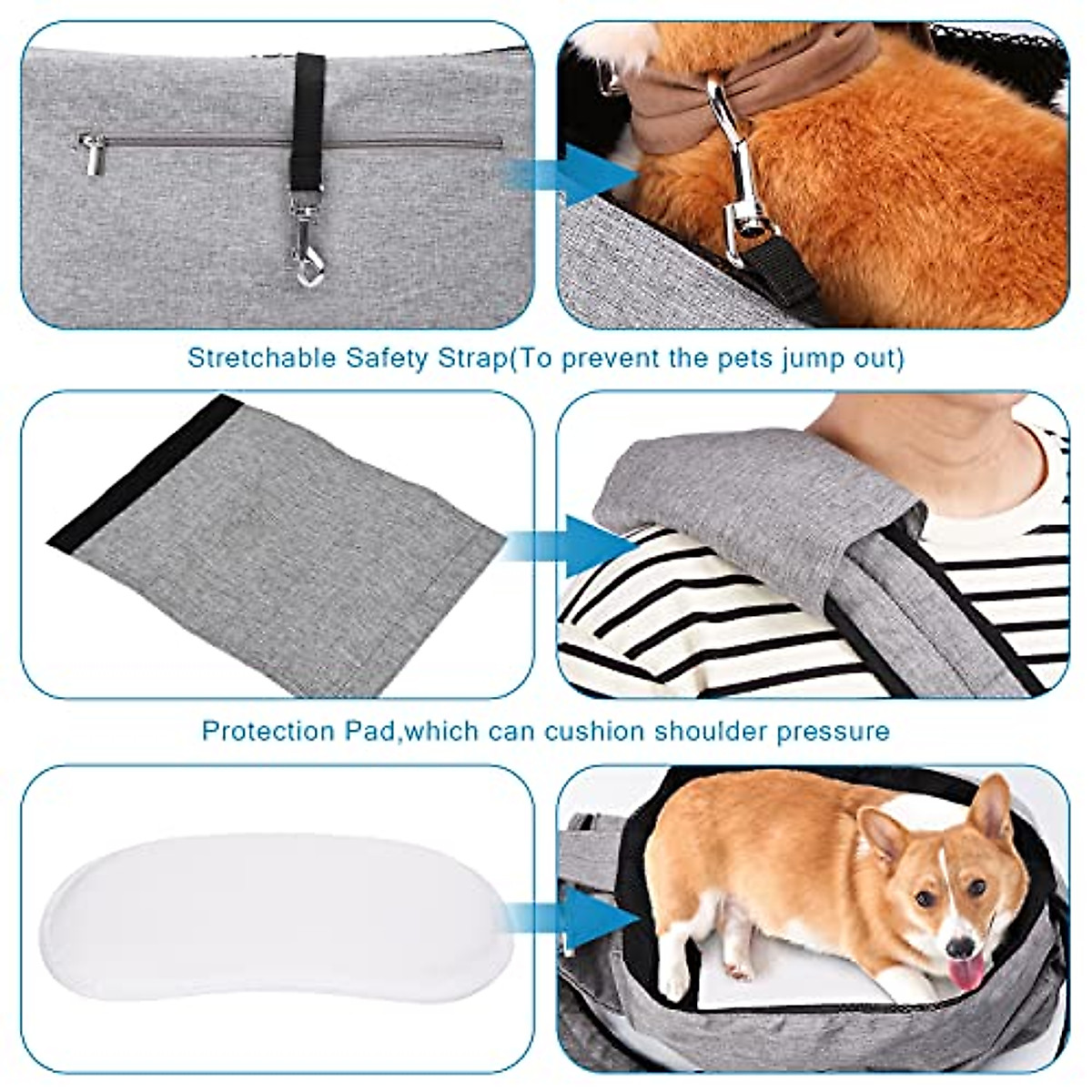 Ownpets Pet Sling Carrier, Fits 15 to 25lbs Extra-Large Dog/Cat Sling Carrier Reversible and Hands-Free Dog Bag with Adjustable Strap and Pocket Shoulder Pad for Outdoor Travel Hiking