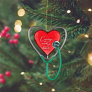 Hlsicnalm 2PCS Heart Pendant Decoration, Heart Stethoscope Caring, Heart Stethoscope Decoration Love Christmas Pendant Gift