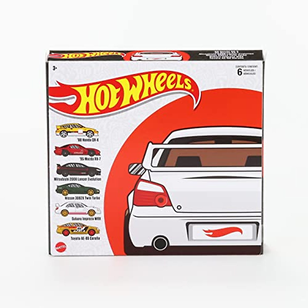 Hot Wheels Japanese Multipacks of 6 Toy Cars, 1:64 Scale, Authentic Decos, Popular Castings, Rolling Wheels, Gift for Kids 3 Years Old & Up & Collectors