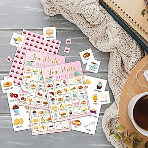 Tea Party Bridal Shower Games, Tea Party Bingo Game, Tea Party Decorations, Tea Party Favors, 24 Players Bingo Games for Bridal Shower, Bachelorette Party, Wedding Engagement Party (A06)
