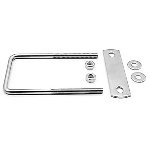BokWin 4PCS M6x50x100mm Stainless Steel Square U-Bolt Tie Down U Bolt with Frame Plate、Washer and Nuts