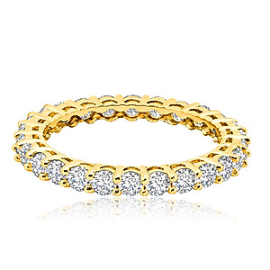 MAX + STONE Parade of Jewels Cubic Zirconia Eternity Ring for Women in 14k Gold Plated Sterling Silver 2.5mm