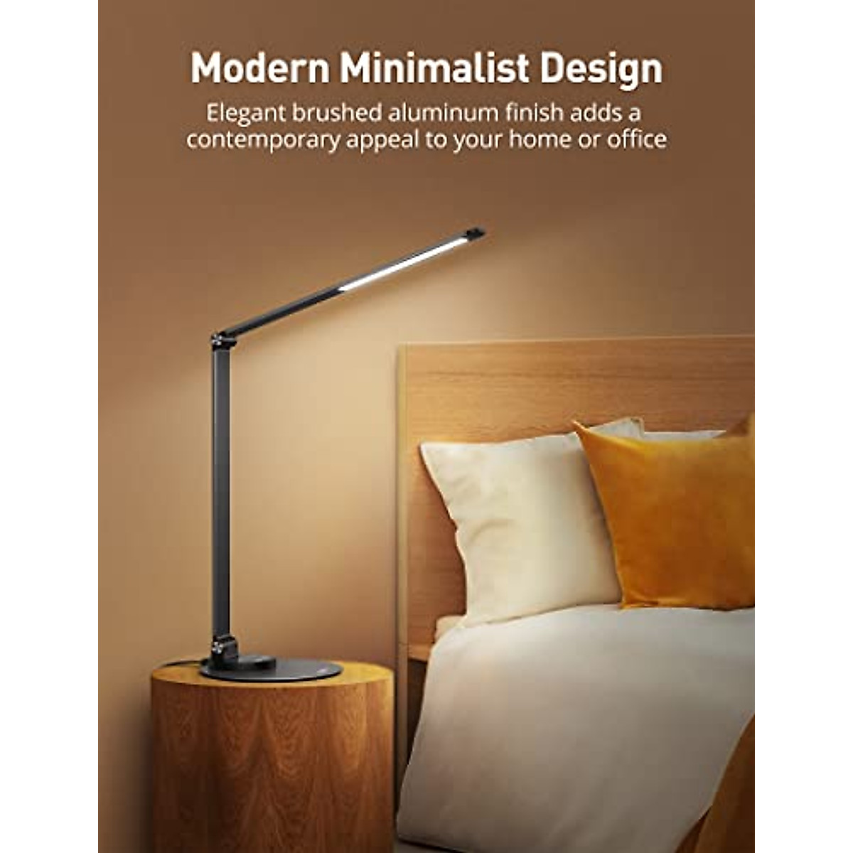 sympa LED Desk Lamp, Aluminum Alloy Dimmable LED Table Lamp with 3 Color Modes, 6 Brightness Levels, USB Charging Port, Adjustable Angle, Memory Function, Table Lamp for Home Office Lighting, Grey