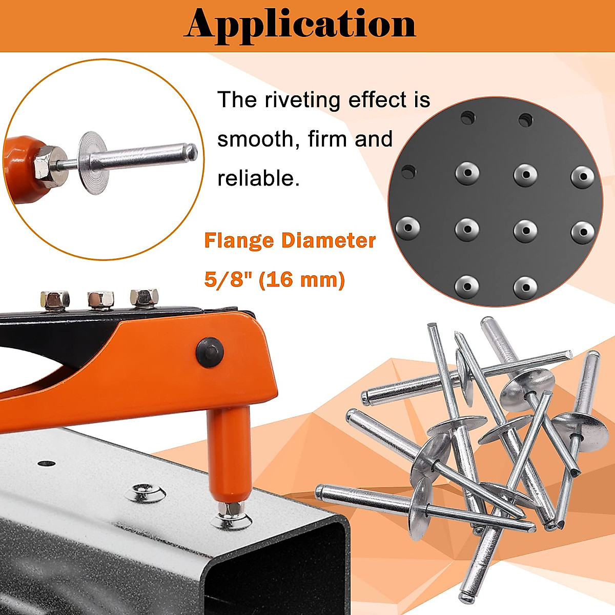 Sunxeke 100pcs Aluminum Large Flange Blind Rivets, 3/16 x 3/8 inch, Flange Diameter 5/8 inch(16 mm), Pop Rivets Assortment Kit Blind Rivet by Bolt Dropper, Grip Range(3-6mm)