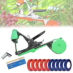 Plant Tying Machine, Plant Tying Gardening Tape Tool with 10 Rolls of Tapes and a Box of Staple for Vegetable, Grape, Tomato, Cucumber, and Flower