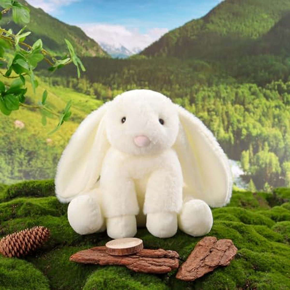 Apricot Lamb Toys Plush Cream Bunny Rabbit Stuffed Animal with Fluffy Soft Ears (Cream Bunny, 8 Inches)