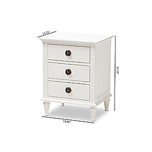 Baxton Studio 3-Drawer, White Wash