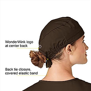 WonderWink WonderWORK Unisex Solid Scrub Cap — One Size Fits Most, Chocolate