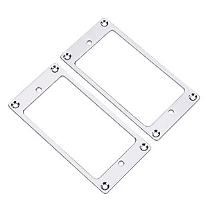 2 Pcs Metal Flat Humbucker Cover Guitar Pickup Frame Mounting Ring (Silver) Chrome Pickup Rings Humbucker Mounting Ring Chrome Guitar Pickup Rings
