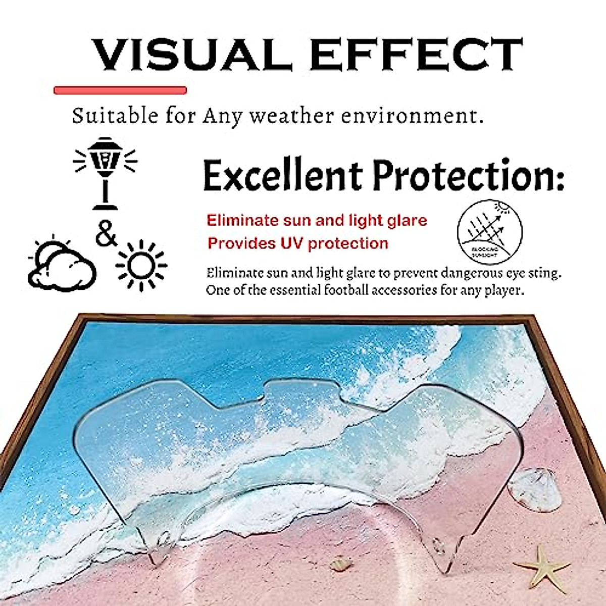 CNPMANT Football Visor, Youth and Adult Football Helmet Viosor. Facial Protection Visor For Football Helmet Accessories, Shock Resistance, Scratch Resistant, UV Block, Reduces Glare, Enhances Clarity.