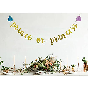 Prince or Princess Banner, Gender Reveal Party Decorations, Glitter Gold Baby Shower Party Sign, Boy or Girl,He or She What Will it Bee Decor