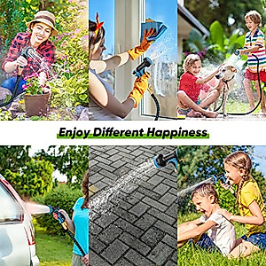 Garden Hose 50ft with 10 Function Spray Nozzle, Leakproof Water Hose Design with Solid Brass Connectors, Easy Storage and Usage(Black and Blue)