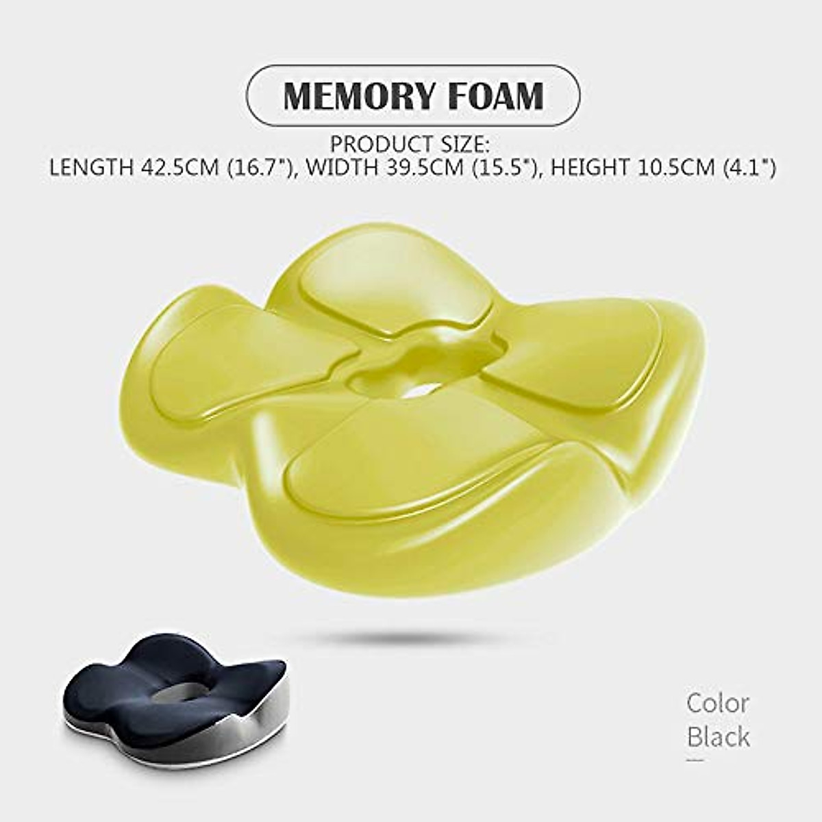 Seat Cushion for Office Chair-Ergonomic Tailbone Cushion-Desk Chair Cushion Pillows for Pain Relief-Comfort Memory Foam Chair Pad for Sitting-Washable Cover-Black & Grey-A