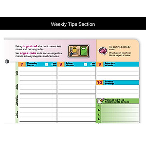 Dated Bilingual Elementary Student Planner for the 2023-2024 Academic School Year, Large (8.5" by 11") Matrix Style Datebook with Classic Bilingual Elementary Matrix Cover