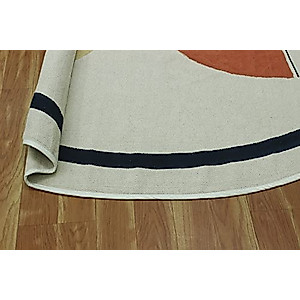 Casavani Hand Block Printed Cotton Dhurrie Moroccan Tassel Rug Round Area Rug Easy Care Washable Rugs for Doormat Entryway Living Room Bedroom Hallway Balcony 8x8 Feet Square