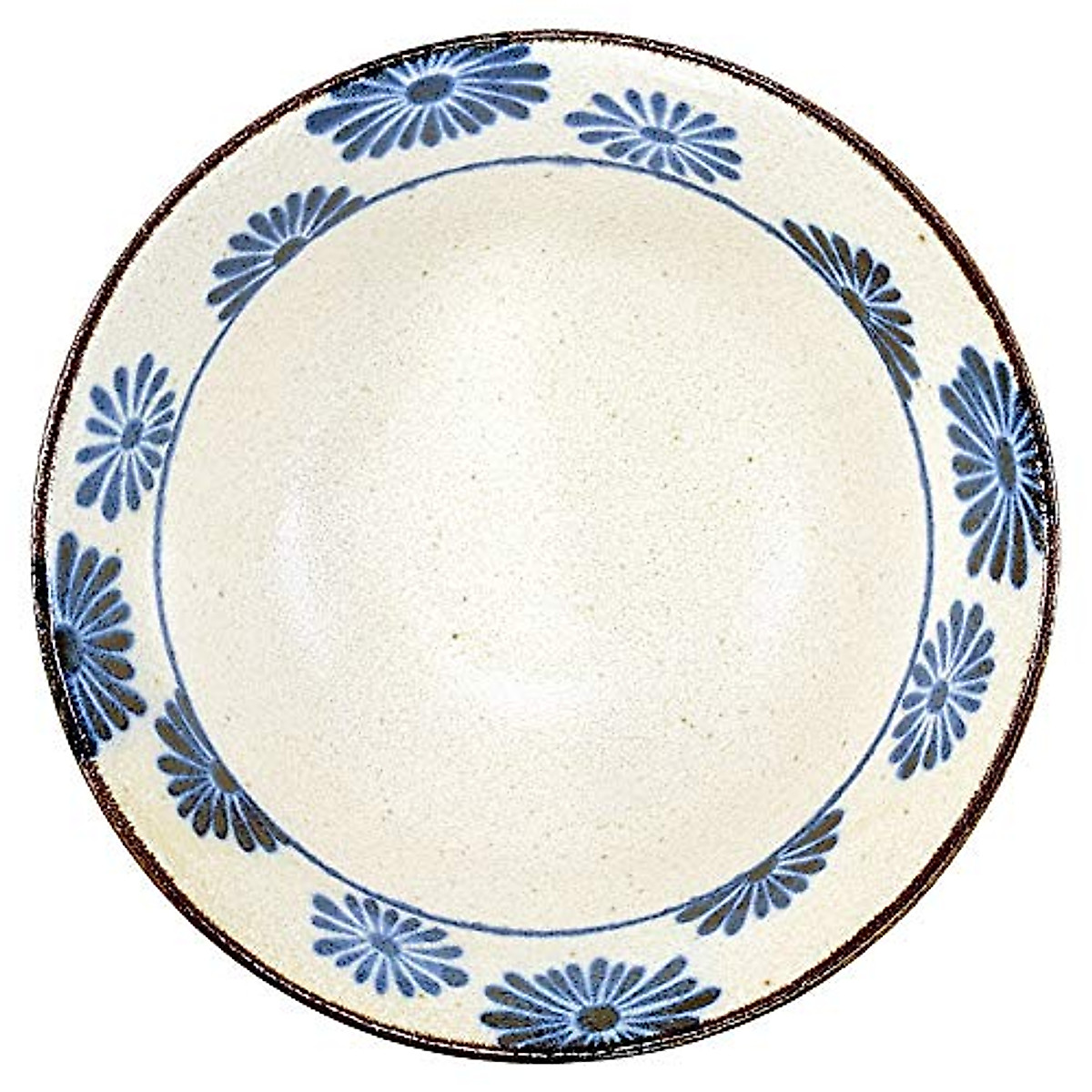 Mino Ware Japanese Ramen Bowl, Rice Noodle Soup Sarada Pasta, PAIKAJI Warp Donburi, 7.1 inch, Flower