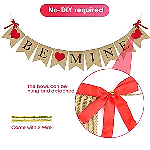 Be Mine Burlap Banner Happy Anniversary Decorations Wedding Anniversary Banner with Heart Sign Proposal Burlap Banner Wedding Party Anniversary Day Indoor/Outdoor Weeding Decorations Supplies
