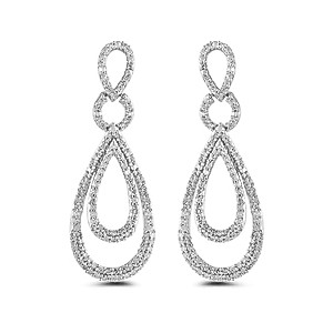 Amazon Essentials Sterling Silver Diamond Drop Earrings (1/2 cttw) (previously Amazon Collection)