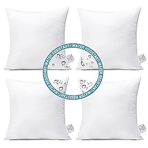 Artscope Outdoor Waterproof Throw Pillows Inserts, 18 x 18in Set of 4, Premium Fluffy Decorative Square Form Cushion Stuffer Inner Soft for Garden, Bench, Tent, Couch, Patio Furniture Pillows Inserts