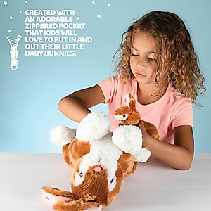 Prextex Plush Bunny Rabbit with Zippered Pouch for Little Baby Bunnies, Bunny Stuffed Animal, Easter Bunny Stuffed Animal, Stuffed Animal with Babies Inside - Perfect for Easter Gift and Easter Basket