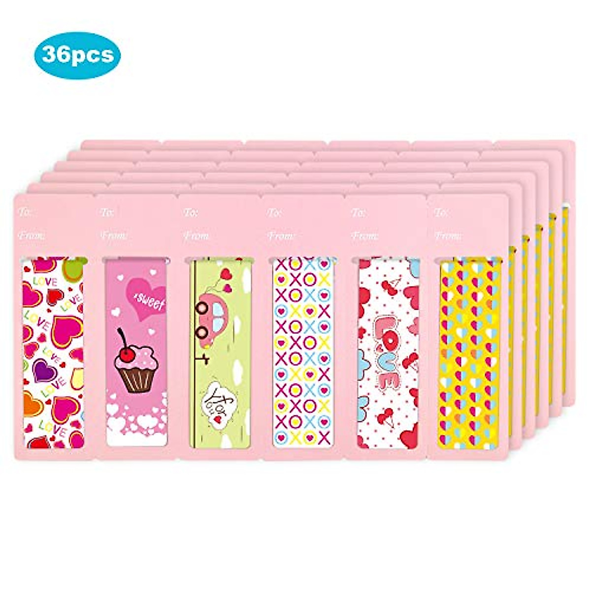 TUPARKA 36 PCS Magnetic Bookmarks Valentine's Day Bookmark Gift for School Prizes and Valentine's Party Favors for Kids