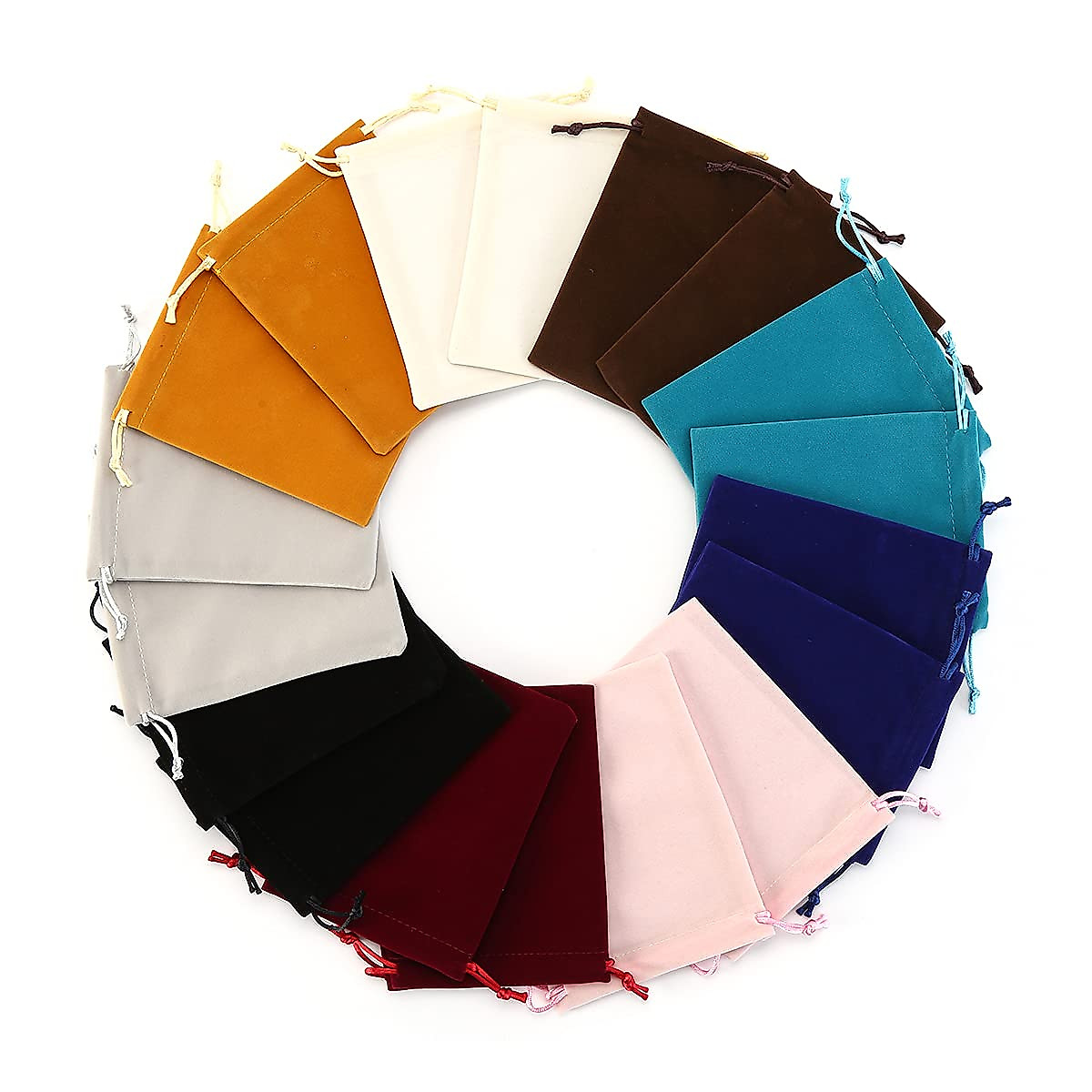 YoungJewl 54Pcs Velvet Jewelry Bags With Drawstring 9 Colors Mix Pouches Gift Bags for Wedding Favors Party Christmas Candy Bags（2.8x3.6Inches）