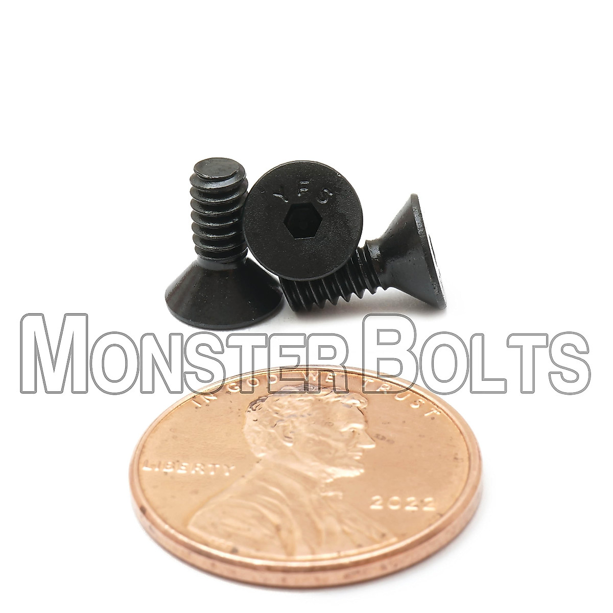 MonsterBolts - #6-32 x 3/8" Flat Head Socket Cap Screws, ASTM F8356, Alloy Steel, Black Oxide, 10 Pack