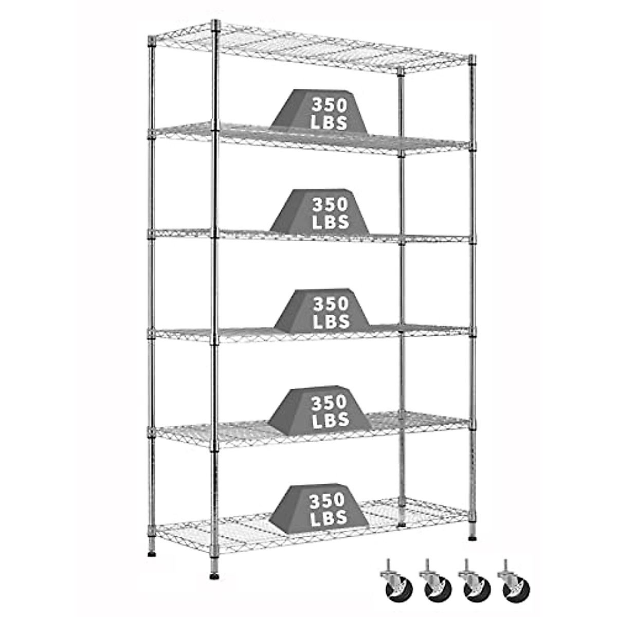 YYkokocat Wire Shelving Unit 2100LB Capacity Metal Shelves 82" H× 48L×18W 6 Tier Adjustable Storage Shelf w/Wheels Heavy Duty Shelves NSF Wire Rack Shelving for Kitchen Office Garage, Chrome…
