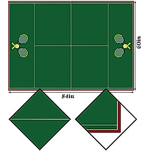 Hafangry Tennis Court Tablecloth Tennis Themed Birthday Party Decoration Indoor Outdoor Table Cover Home Dining Room Kitchen Table Decor-60×84inch