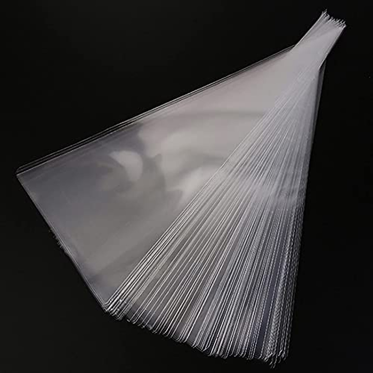 Large Cone Cellophane Bags,7x15 Inches 200 PCS Plastic Popcorn Cone Bags for Party, Clear Cone Shaped Treat Bags with Twist Ties