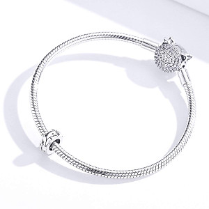 BISAER Stopper Beads Charm Spacers 925 Sterling Silver Vintage Spacer Bead Charms for Bracelets Stoppers