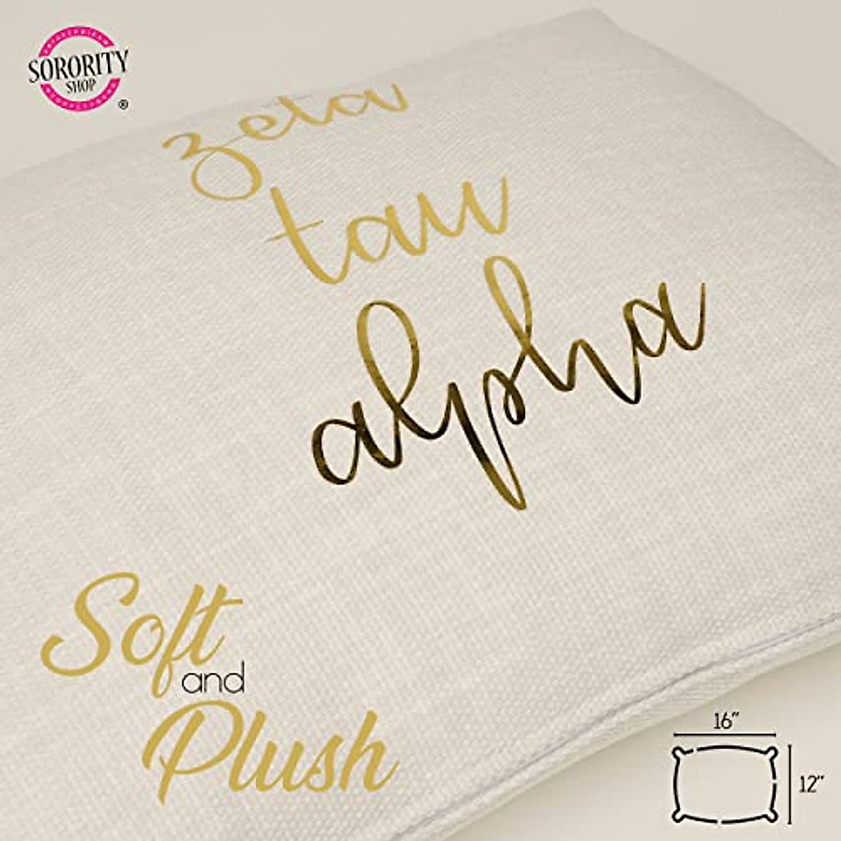 Sorority Shop Phi Sigma Sigma Pillow – Gold Script Design, 12" x 16" Lumbar Pillow Sorority