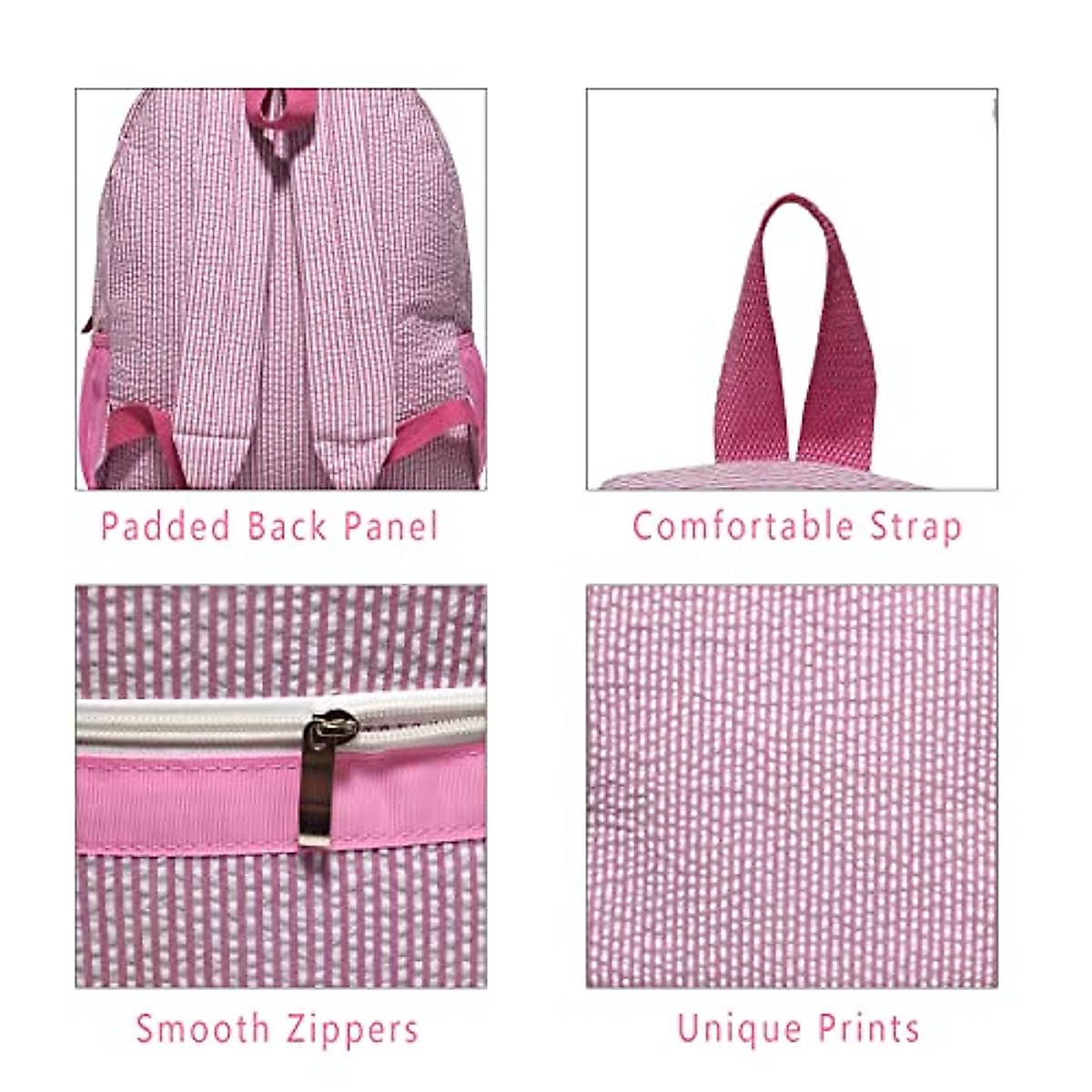 CROWNBLANKS Kids Toddler Backpack Book Bag Seersucker Kindergarten Backpacks for 2-5 Years Boys Girls School Bag