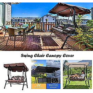 KFJZGZZ Replacement Canopy for Swing Seat, Swing Canopy Cover 3 Seater, Patio Hammock Cover, Outdoor UV Proof Waterproof Swing Seat Cover - Cover Only