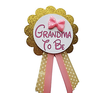 Grandma to Be Pin Girl Baby Shower Pin for nona to wear, Pink & Gold Glitter It's a Girl Baby Sprinkle