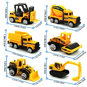 Jellydog Toy Small Construction Trucks , Kids Construction Vehicles Toy, Friction Powered Kids Dumper Truck, Bulldozers,Forklift,Tank Truck, Asphalt Car, Excavator Toy for Children